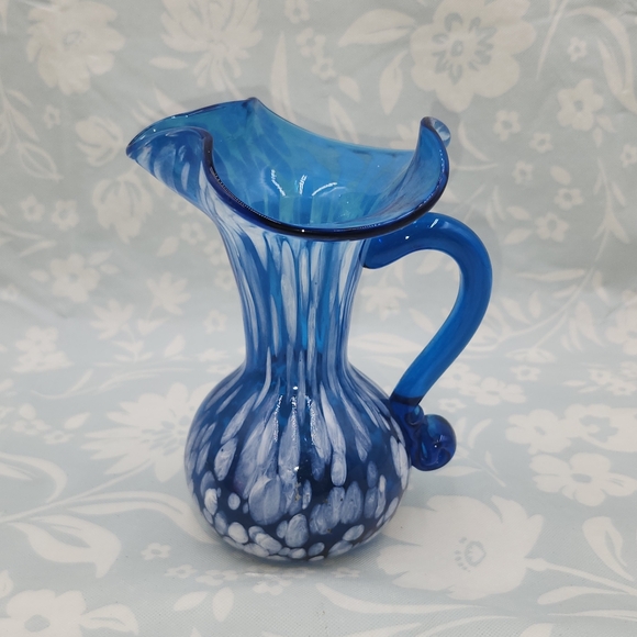 Viking | Accents | Viking Glass Blue Swirl Hand Blown Art Glass 5 Ewer ...